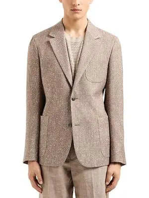 Emporio Armani Two Button Slim Fit Blazer - Dark Beige