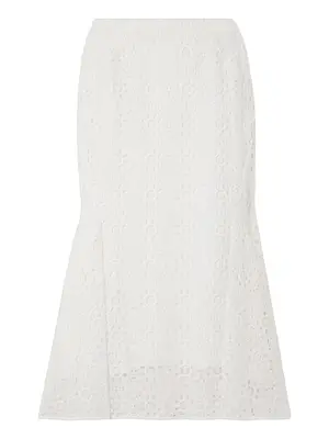 Erdem Ivetta Broderie Anglaise Cotton-blend Midi Skirt - White