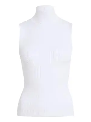 Khaite Benita Ribbed-knit Turtleneck Top - White