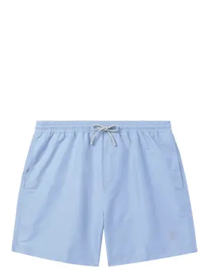 Brunello Cucinelli Brunello Cucinelli - Straight-Leg Mid-Length Logo-Embroidered Swim Shorts - Men - Blue - S Blue