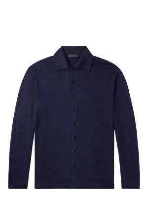 SAMAN AMEL Carlo Cashmere And Silk-blend Shirt - Blue