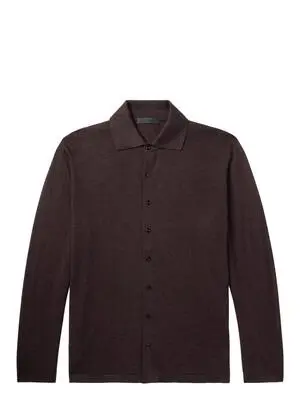 SAMAN AMEL Carlo Cashmere And Silk-blend Shirt - Brown