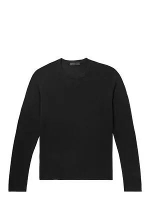 SAMAN AMEL Slim-fit Cashmere And Silk-blend T-shirt - Black