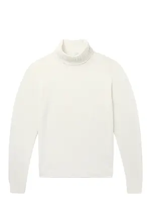 SAMAN AMEL Hagen Ribbed Cashmere Rollneck Sweater - White