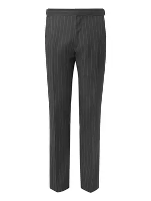 TOM FORD Tapered Pinstriped Wool-blend Trousers - Gray
