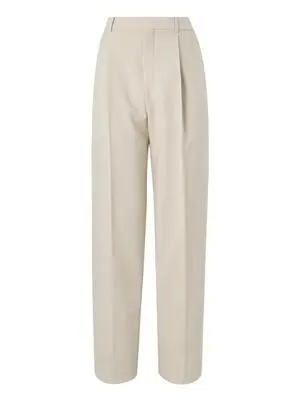 Saint Laurent Tapered Pleated Grain De Poudre Wool Trousers - Neutrals