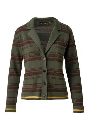 SIEDRES Nerian Striped Cotton Cardigan - Green