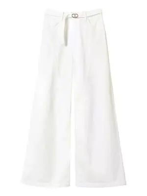 TWINSET Oval T Wide-leg Jeans - White