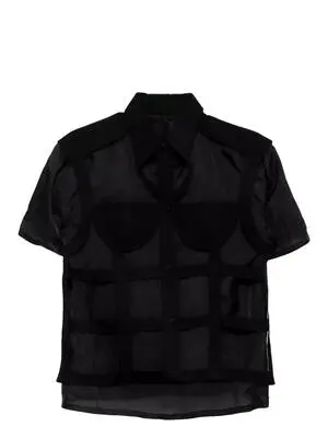 PUSHBUTTON Bra Net Layered Shirt - Black