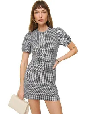 REFORMATION Mika Two Piece Black And White Check