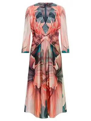 Alberta Ferretti Floral-print Silk Dress - Blue