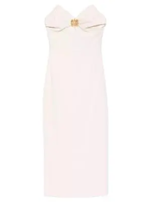 Elisabetta Franchi Macro-bow Crepe Midi Dress - Neutrals