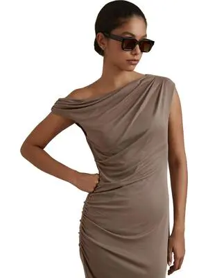 REISS Fern Bodycon Midi Dress - Mocha