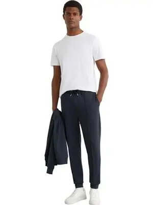 REISS Premier Stretch-jersey Tailored Joggers - Airforce Blue