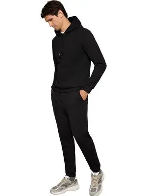 REISS Premier Stretch-jersey Tailored Joggers - Black