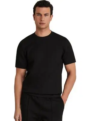 REISS Interlock Jersey Crew-neck T-shirt - Black