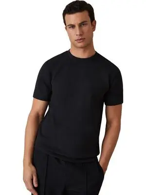 REISS Interlock Jersey Crew-neck T-shirt - Navy Blue