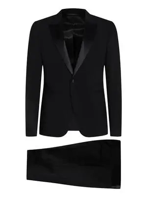 Emporio Armani Satin-trim Suit - Black