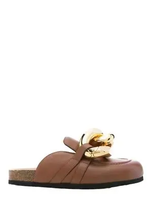 JW Anderson Chain Leather Mules - Brown