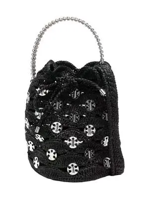 Rabanne Raffia Bucket Bag - Black