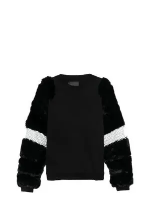 LOULOU Faux Fur-sleeves Sweatshirt - Black