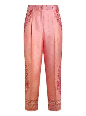 Etro Paisley-print Silk Trousers - Pink