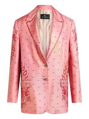 Etro Paisley-print Silk Blazer - Pink