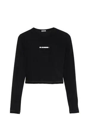 JIL SANDER Cropped Swim Top - Black