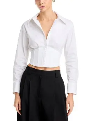 Alice + Olivia Edie Corset Button-down Top - Off White