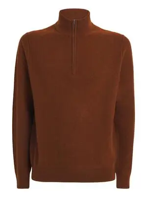 Vince Cashmere Quarter-zip Pullover - Brown