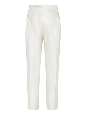 Brunello Cucinelli Pleat-detail Tuxedo Trousers - Neutrals