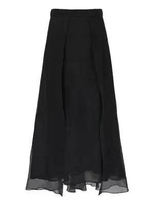 Brunello Cucinelli Silk Maxi Skirt - Black