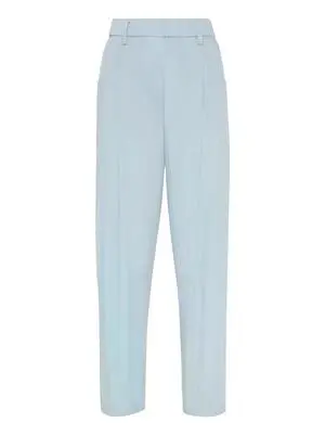 Brunello Cucinelli Monili Chain-detail Straight-leg Trousers - Blue