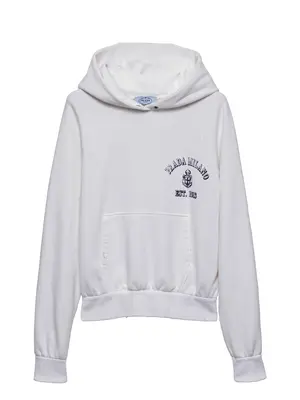 Prada Cotton Fleece Hoodie - White
