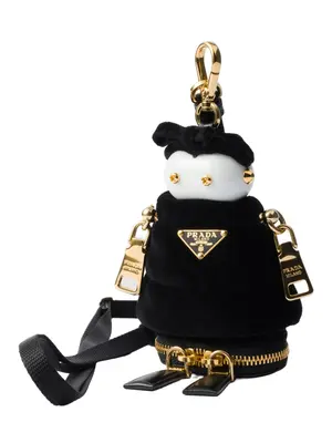 Prada Soft Robot Velvet Bag Charm - Black