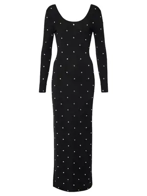 Versace Crystal-embellished Virgin Wool Midi Dress - Black