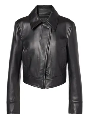 JOSEPH Caron Cropped Leather Jacket - Black