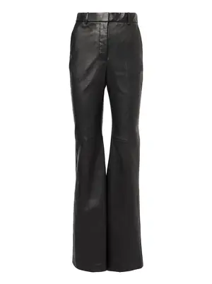 JOSEPH Tafira Mid-rise Flared Leather Pants - Black