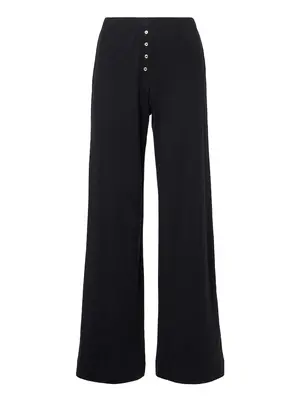 LESET Pointelle Wide-leg Pants - Black