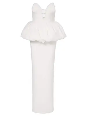 THE NEW ARRIVALS ILKYAZ OZEL Lia Peplum Gown - White