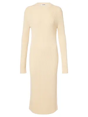 JIL SANDER Wool And Cotton Midi Dress - Beige