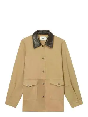 B+AB Contrasting-collar Coat - Neutrals