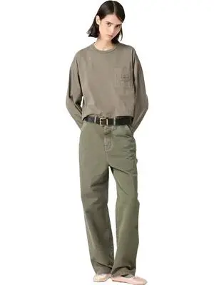 Miu Miu Garment-dyed Gabardine Pants - Olive Green