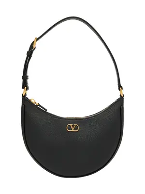Valentino Garavani Mini Leather Hobo Shoulder Bag - Black