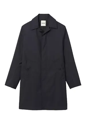 Sandro Lapel-collar Regular-fit Technical Wool-blend Coat - Bleus