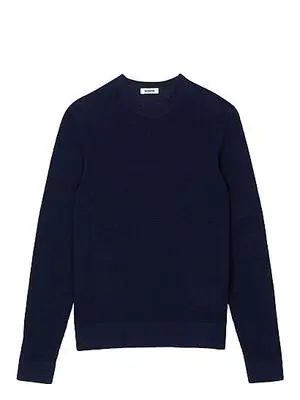 Sandro Textured Cotton Knitted Jumper - Bleus