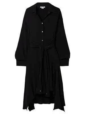 Acne Studios Convertible Asymmetric Belted Midi Shirt Dress - Black