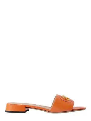 Valentino Garavani Vlogo Embellished Leather Slides - Orange