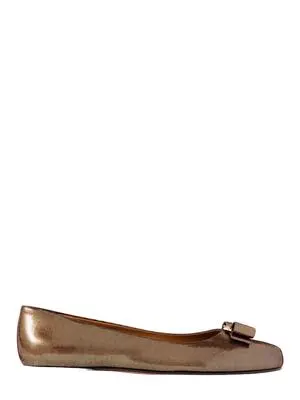 FERRAGAMO Varina Lamé Ballet Flats - Brown
