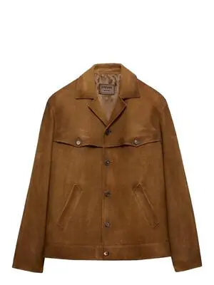 PRADA Prada Straight-Cut Waxed Suede Blouson